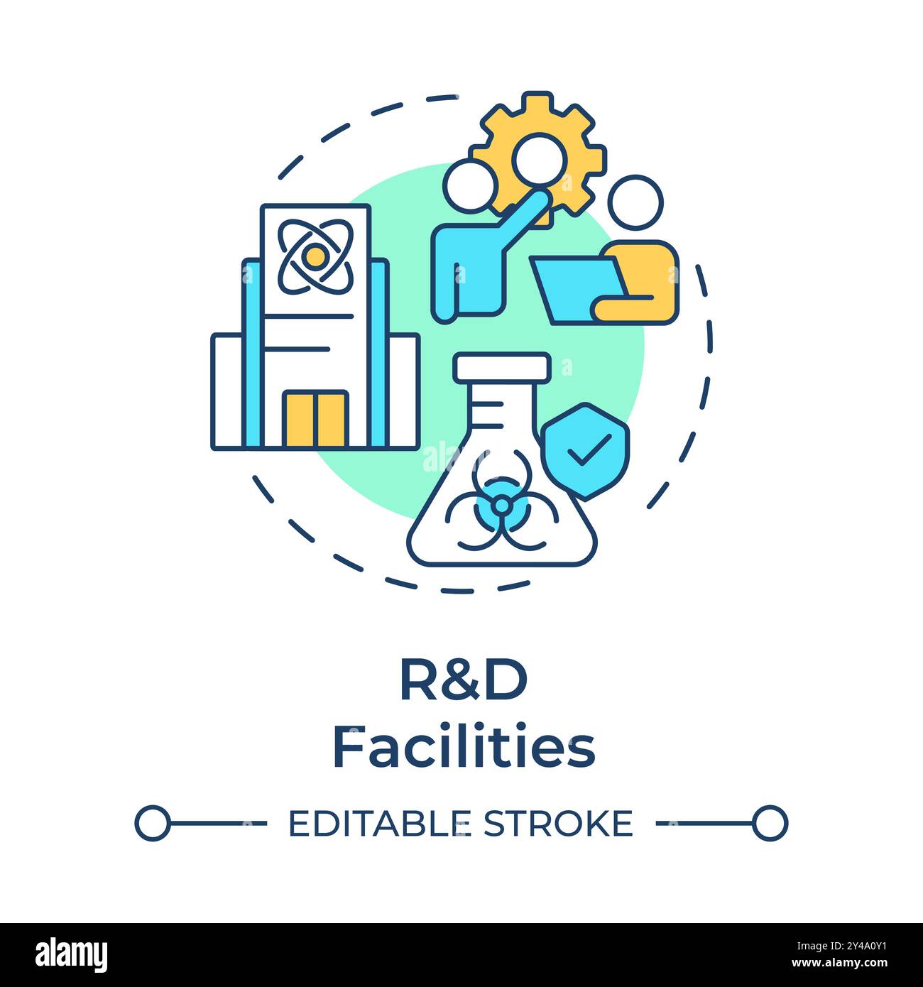 Research and development facility multi color concept icon Stock Vector ...