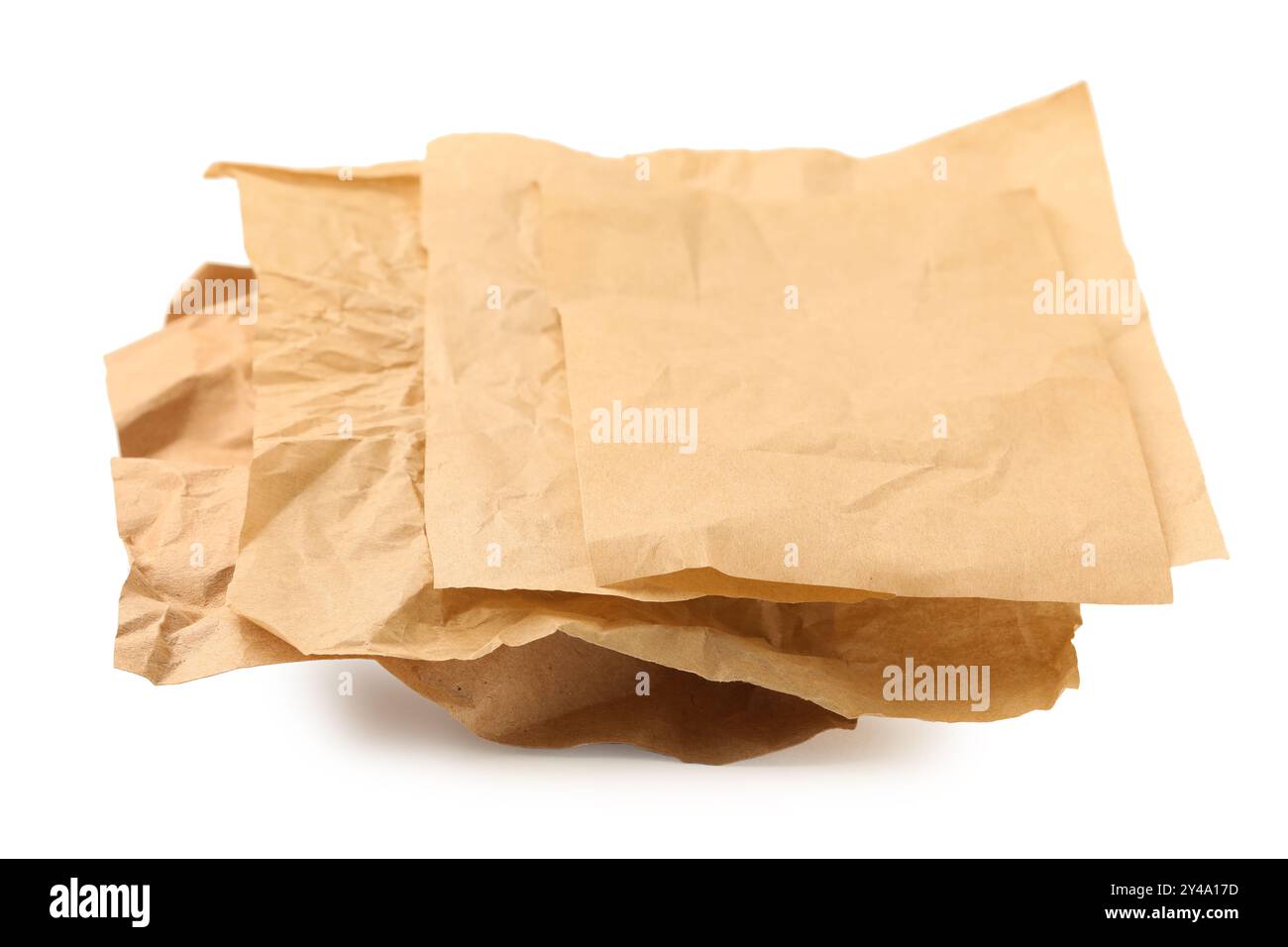 Crumpled kraft paper sheets isolated on white Stock Photo - Alamy