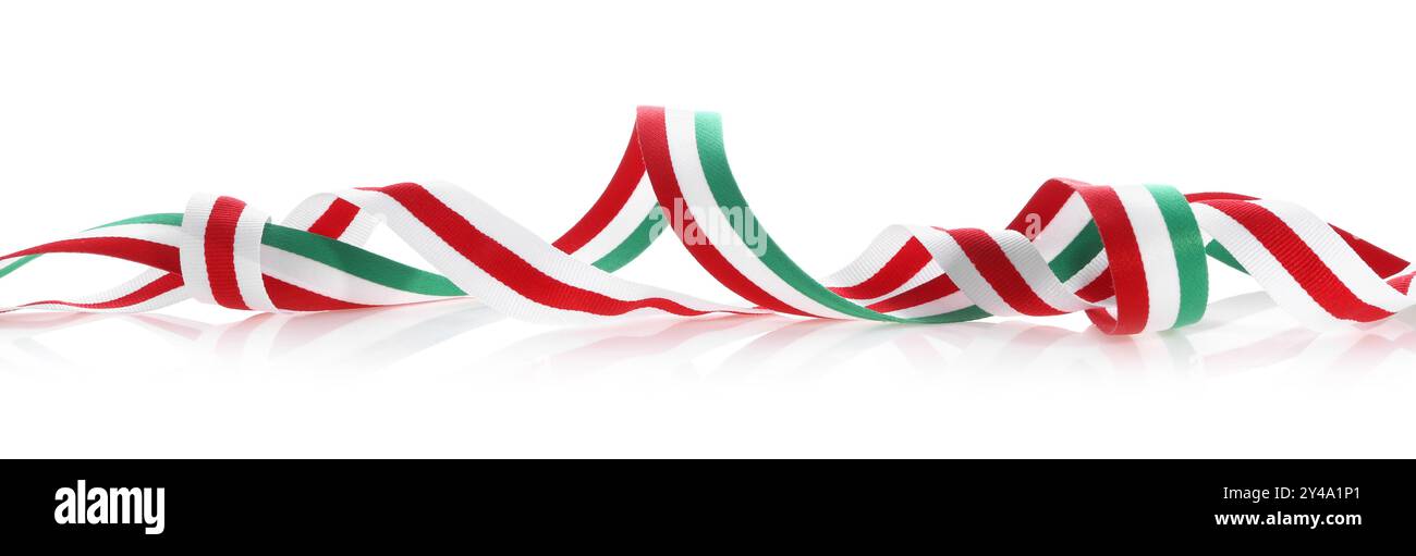 Ribbon in colors of Hungarian flag isolated on white Stock Photo - Alamy
