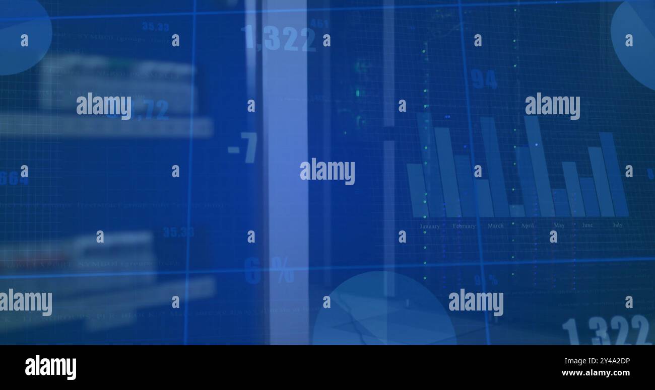 Image of financial data processing over server room Stock Photo - Alamy