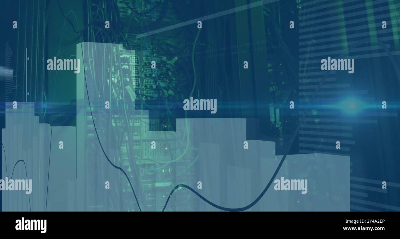 Image of financial data processing with light trails over server room Stock Photo - Alamy