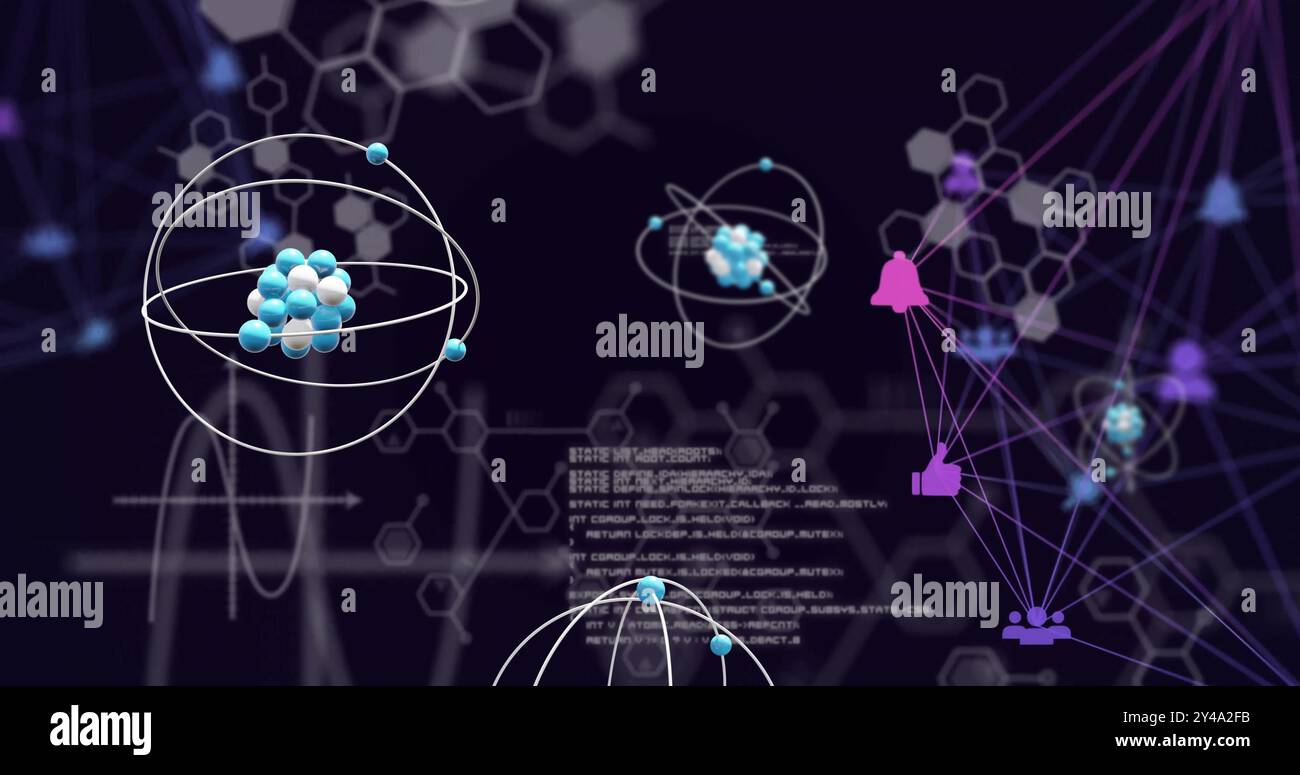 Image of scientific data processing and atoms over network of ...
