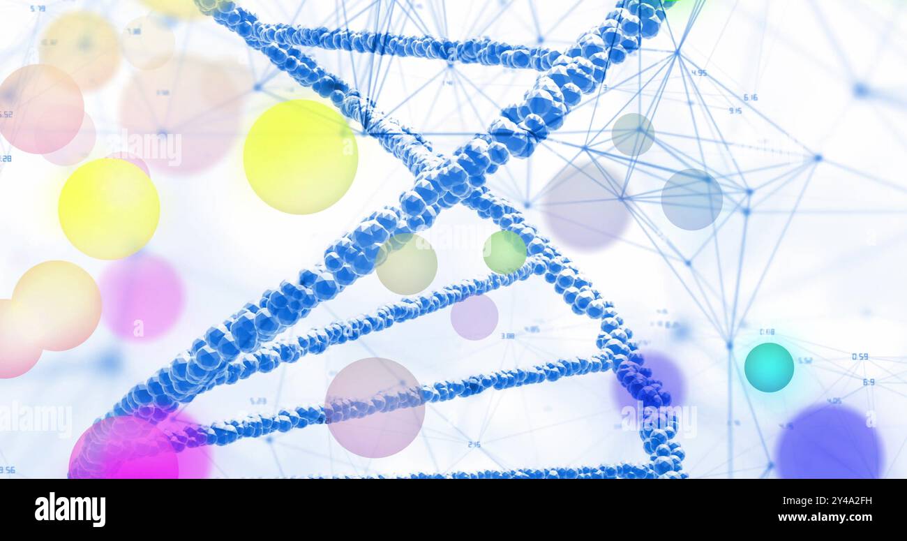 Image of dna strand and spots of light on white background Stock Photo ...