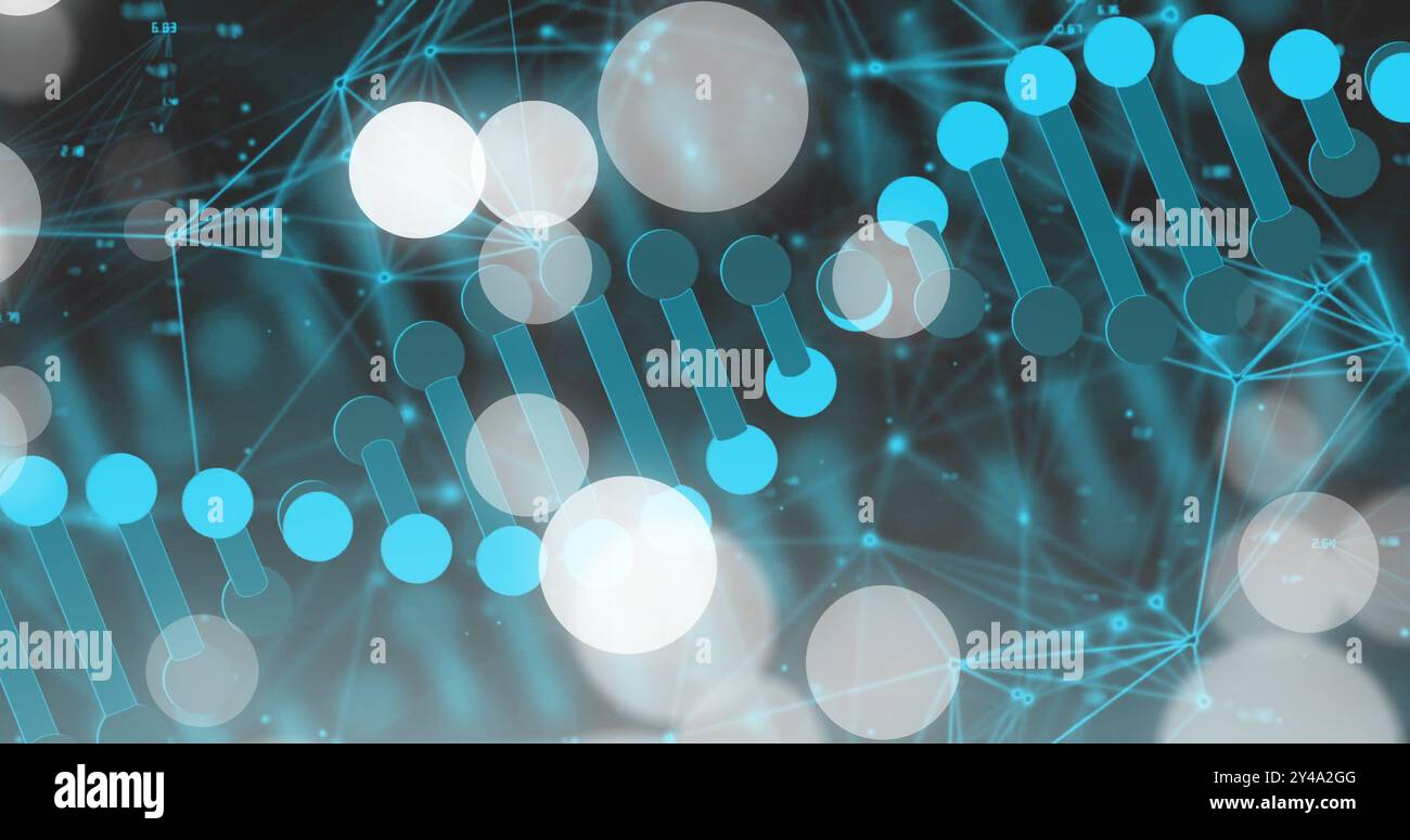 Image of dna strand and spots of light on dark background Stock Photo ...