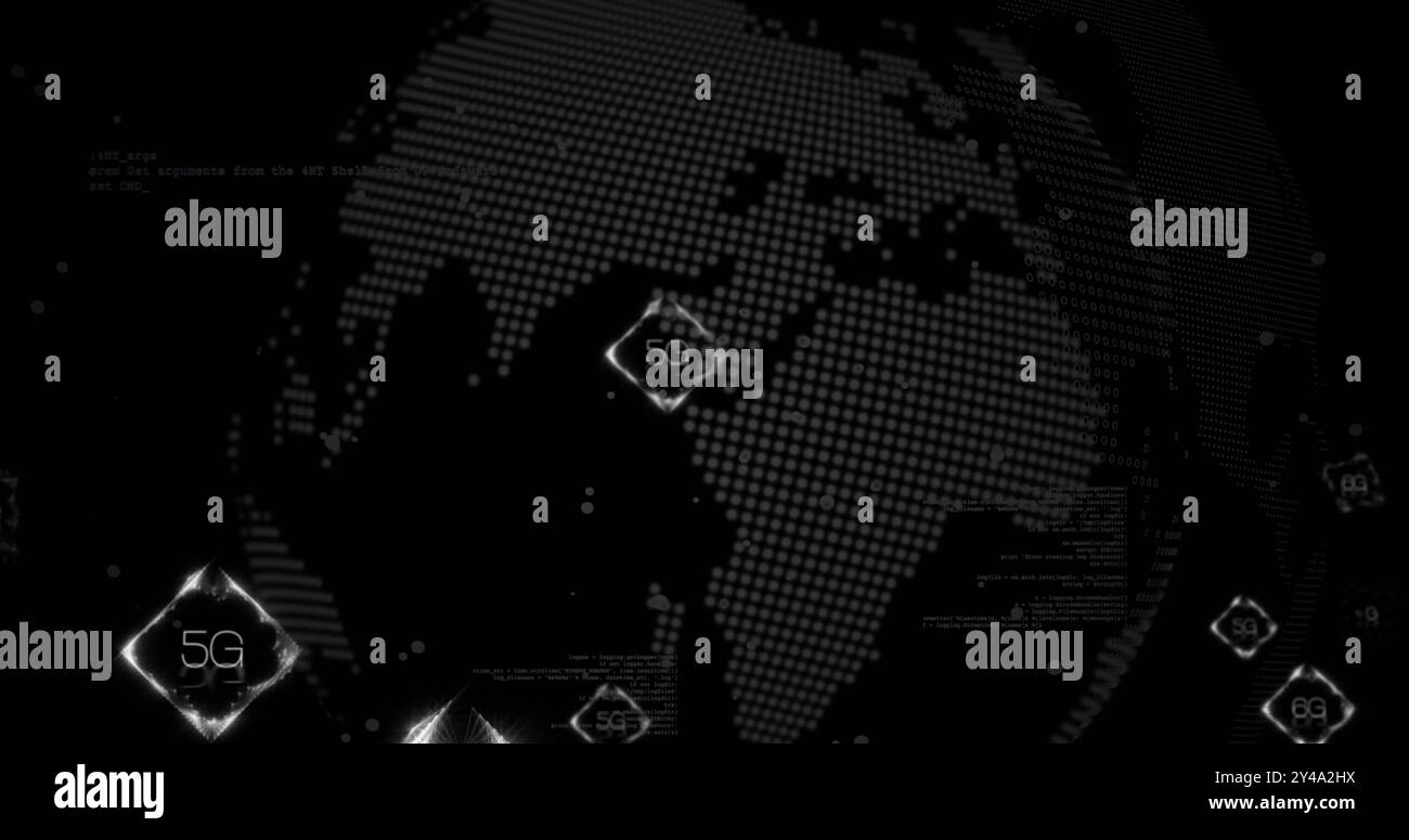 Image of 6g text and digital data processing over globe Stock Photo - Alamy