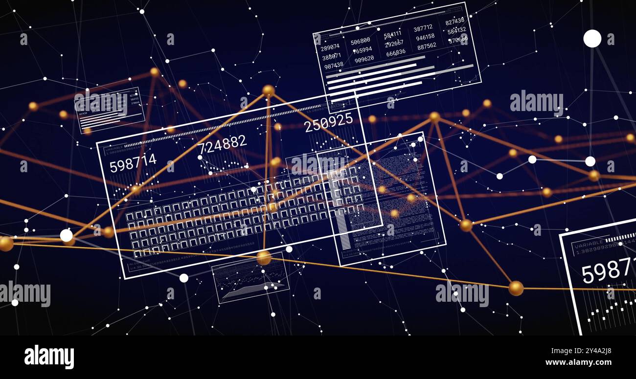 Image of network of connections over data processing Stock Photo - Alamy