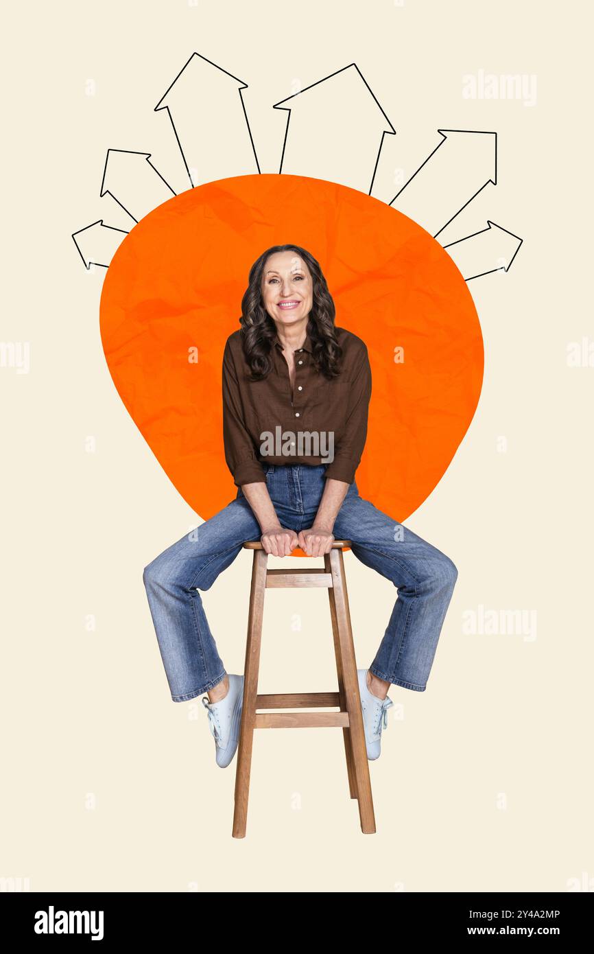 Picture image collage of cheerful adorable gorgeous glad lady relax ...