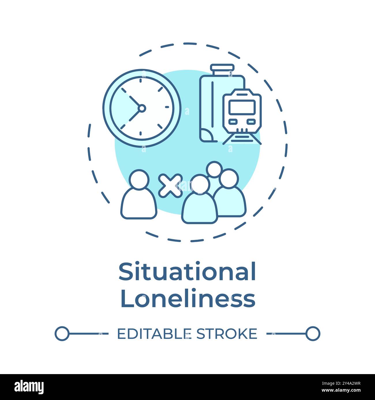 Situational loneliness soft blue concept icon Stock Vector Image & Art ...