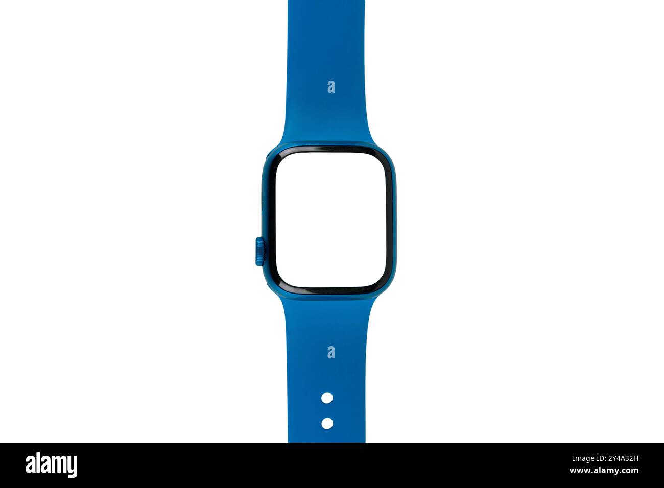 Blue smart watch isolated white background blanc screen mockup Stock ...