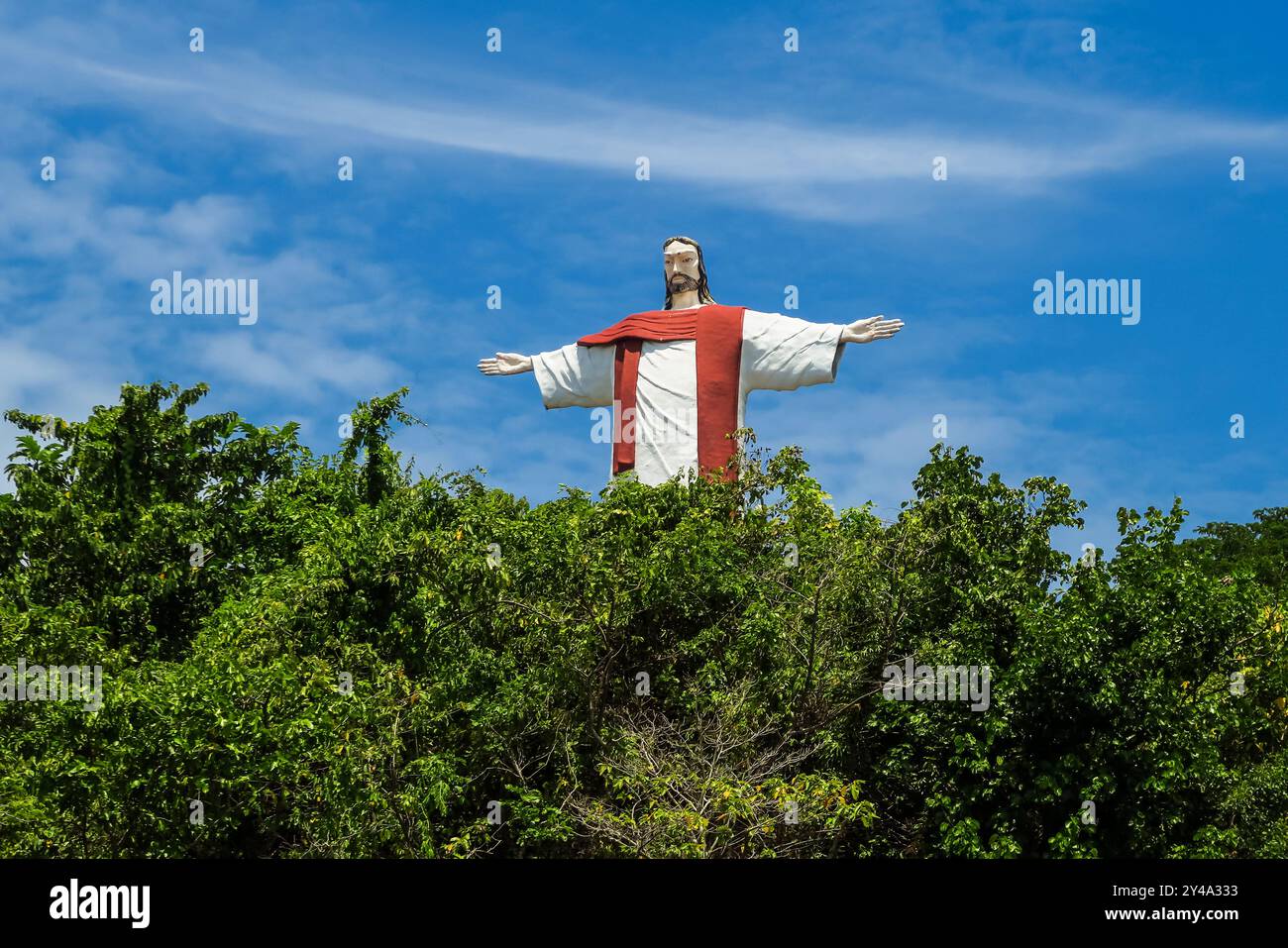 Large statue of Jesus Christ on the SE coast of the mainly Christian ...