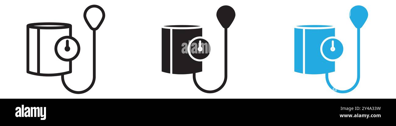 Blood pressure meter icon vector line logo mark or symbol set ...