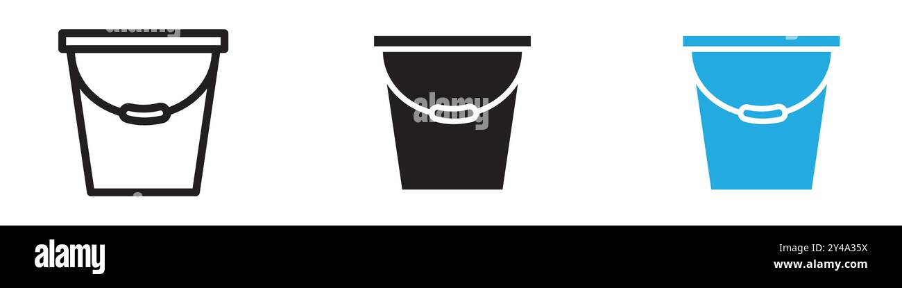 Bucket icon vector line logo mark or symbol set collection outline ...
