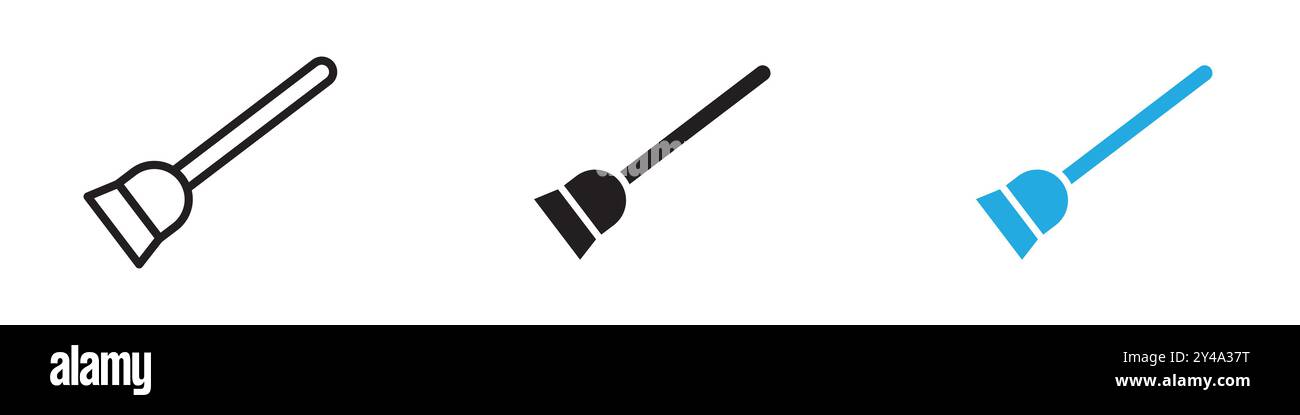 Broom icon vector line logo mark or symbol set collection outline style ...