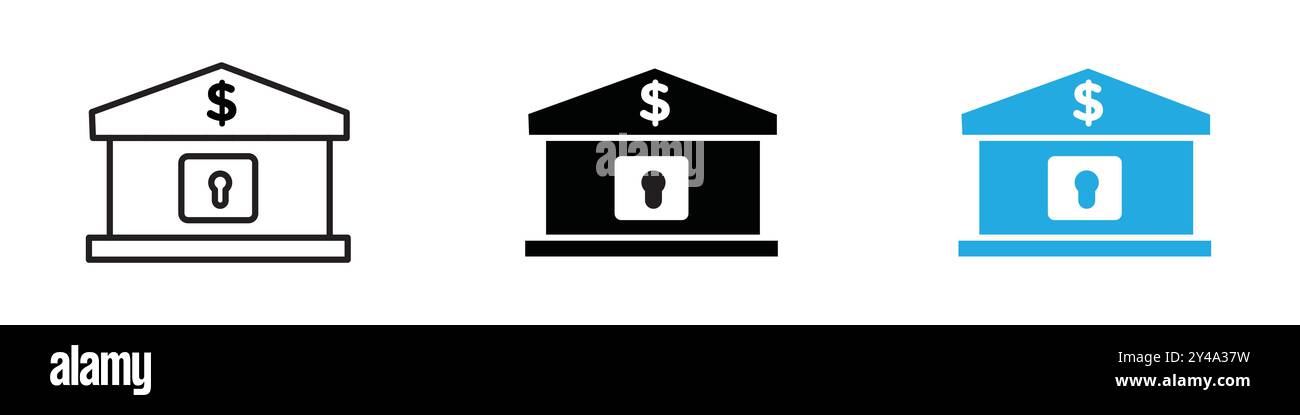 Bank icon vector line logo mark or symbol set collection outline style ...