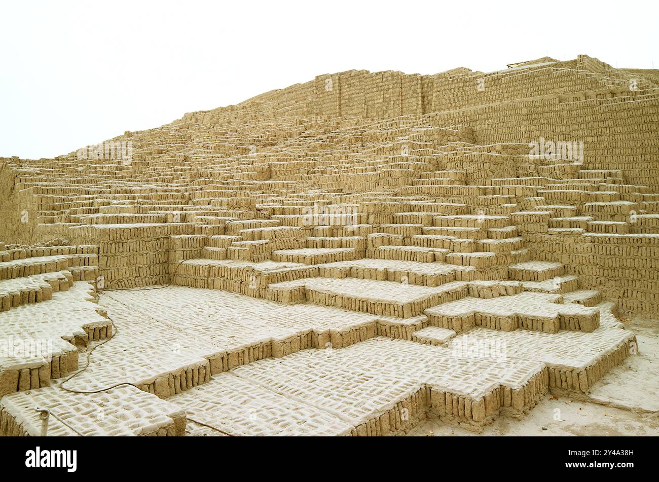 Huaca Pucllana archaeological site, the remains of ancient adobe and ...