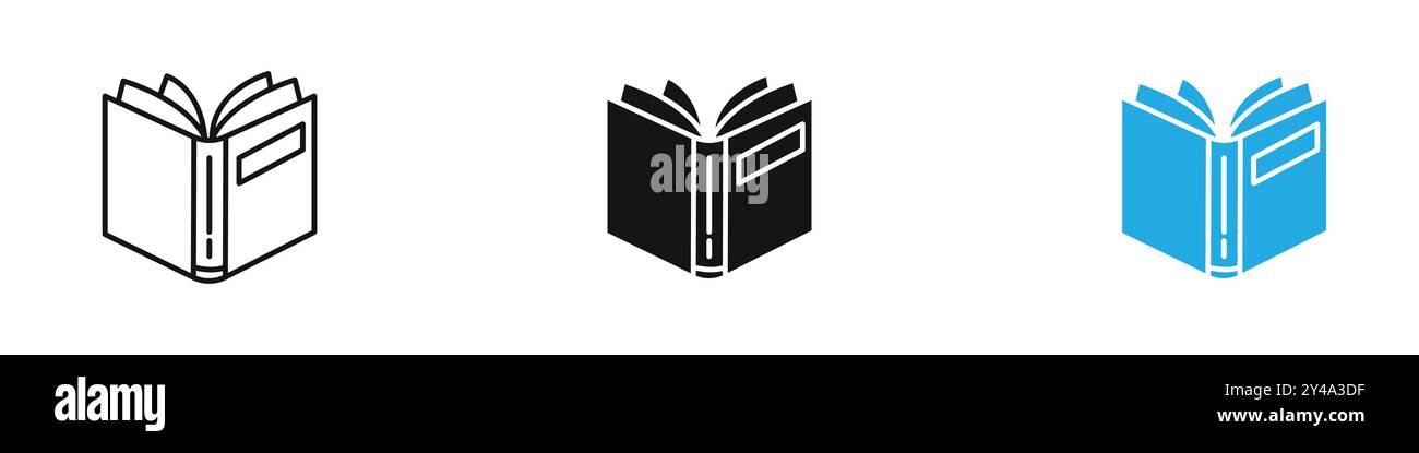 Book icon vector line logo mark or symbol set collection outline style ...