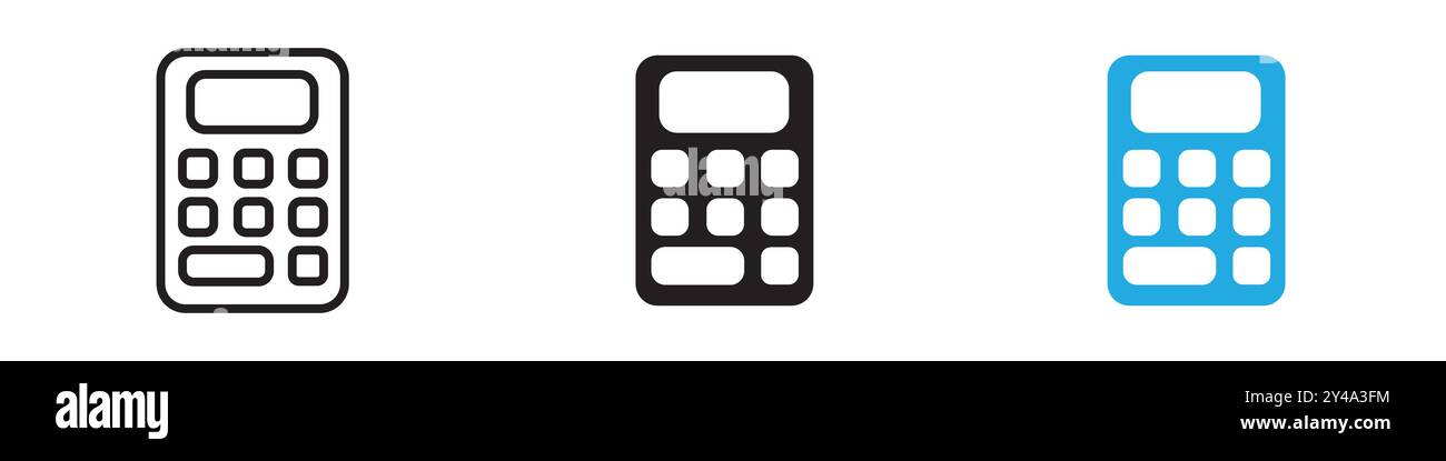 Calculator icon vector line logo mark or symbol set collection outline ...