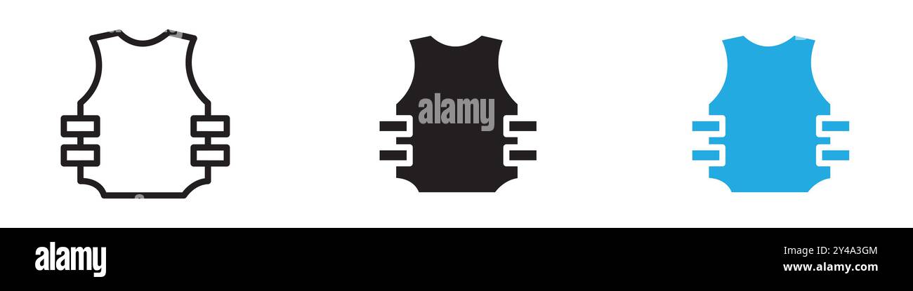 Bulletproof vest icon vector line logo mark or symbol set collection ...