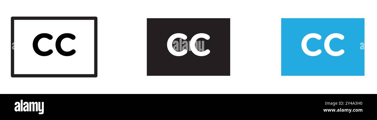 Closed caption icon vector line logo mark or symbol set collection ...