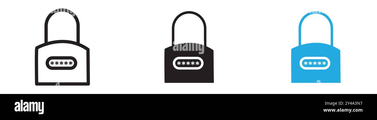 Code lock icon vector line logo mark or symbol set collection outline ...