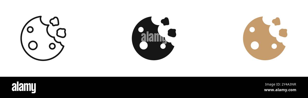 Cookie icon vector line logo mark or symbol set collection outline ...