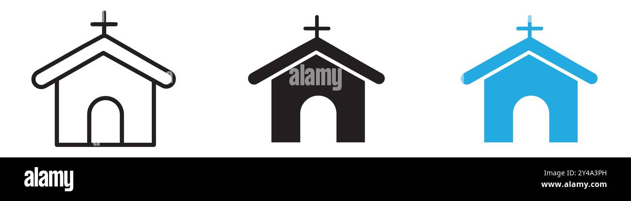 Church icon vector line logo mark or symbol set collection outline ...