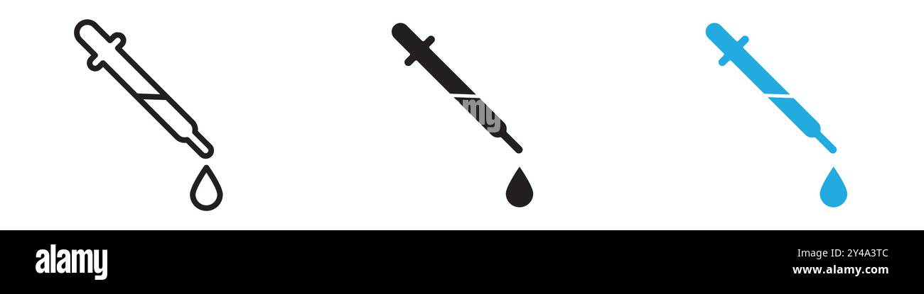 Dropper pipette Icon vector line logo mark or symbol set collection ...