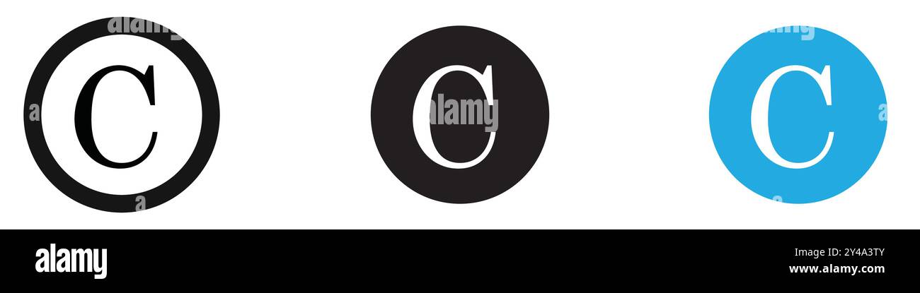 Copyright icon vector line logo mark or symbol set collection outline ...