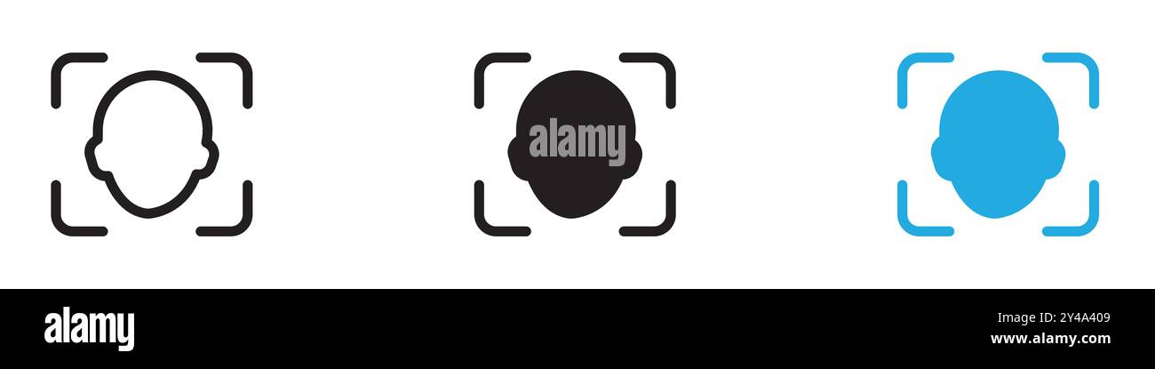 Face id icon vector line logo mark or symbol set collection outline style Stock Vector Image ...