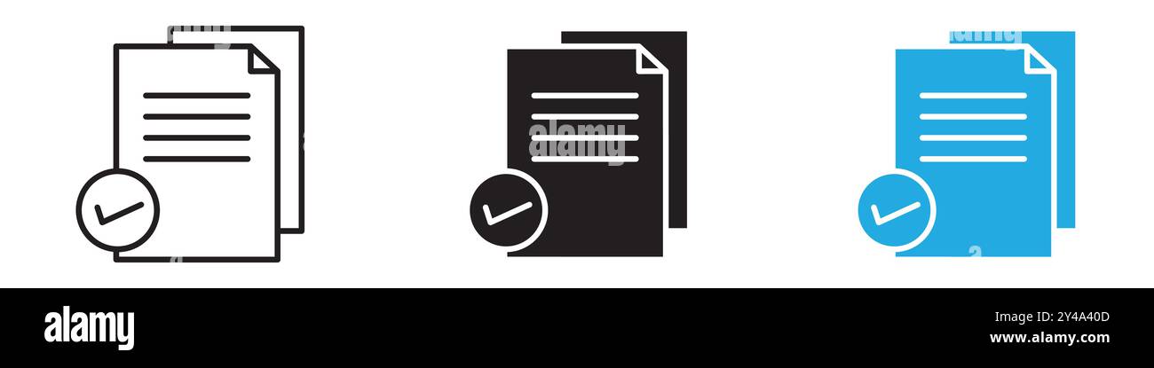 Document accepted icon vector line logo mark or symbol set collection ...