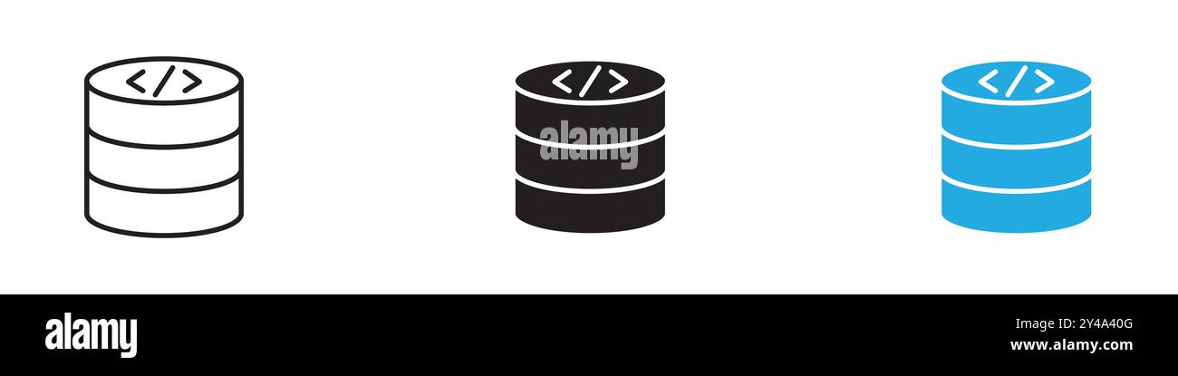 Database icon vector line logo mark or symbol set collection outline ...