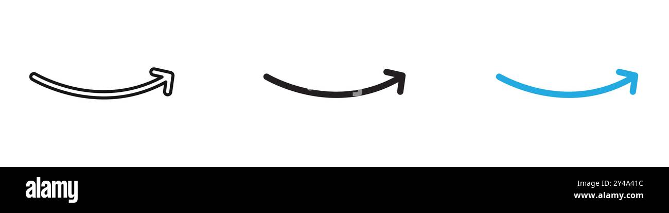 Curved arrow icon vector line logo mark or symbol set collection ...