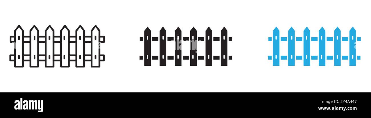 Fence icon vector line logo mark or symbol set collection outline style ...