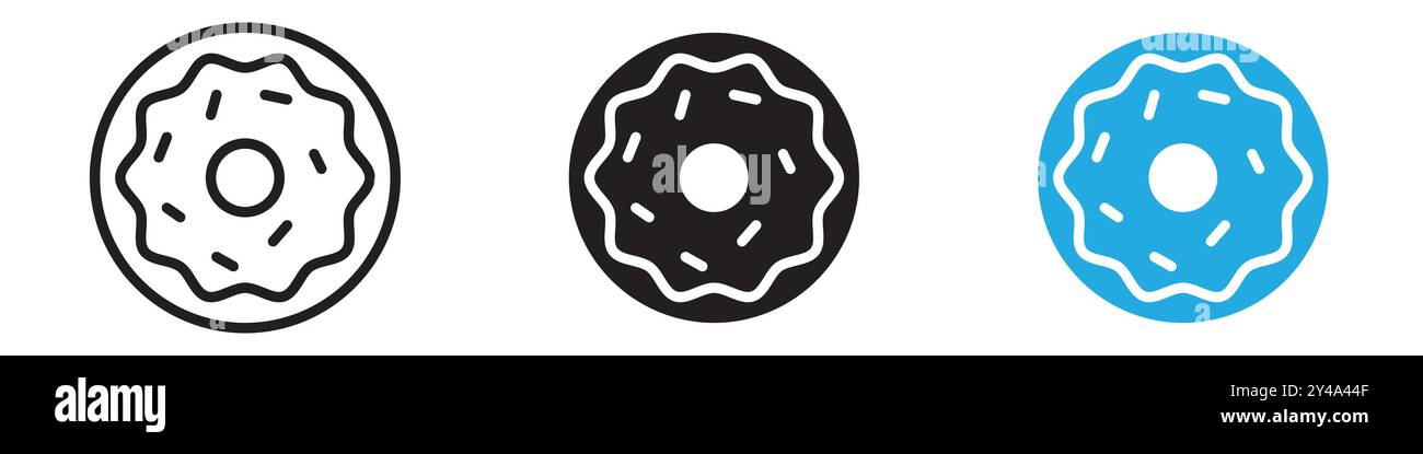 Doughnut icon vector line logo mark or symbol set collection outline ...