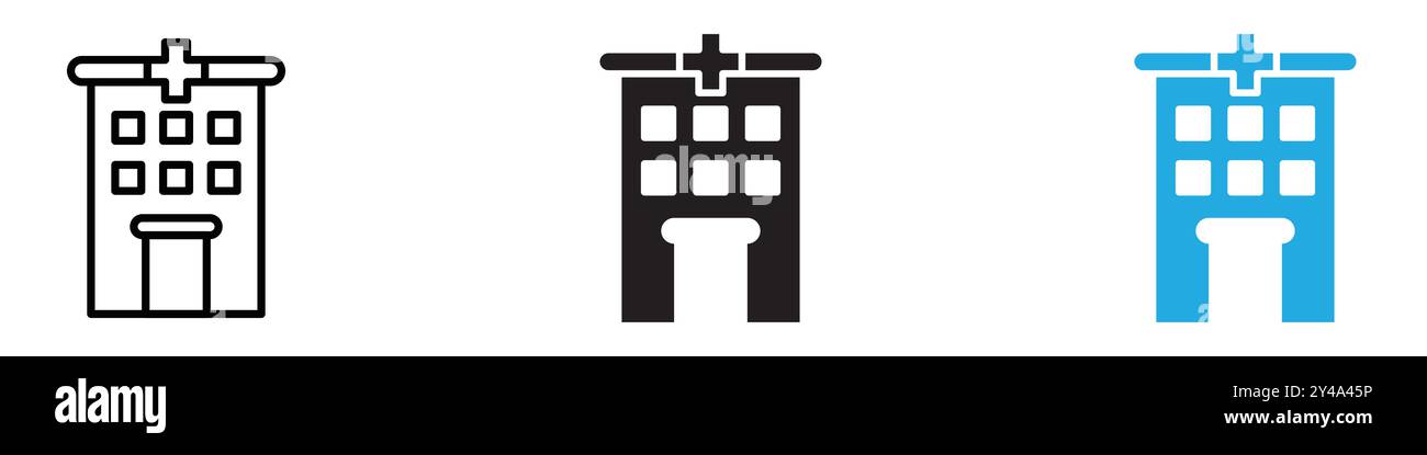 Hospital Icon vector line logo mark or symbol set collection outline ...