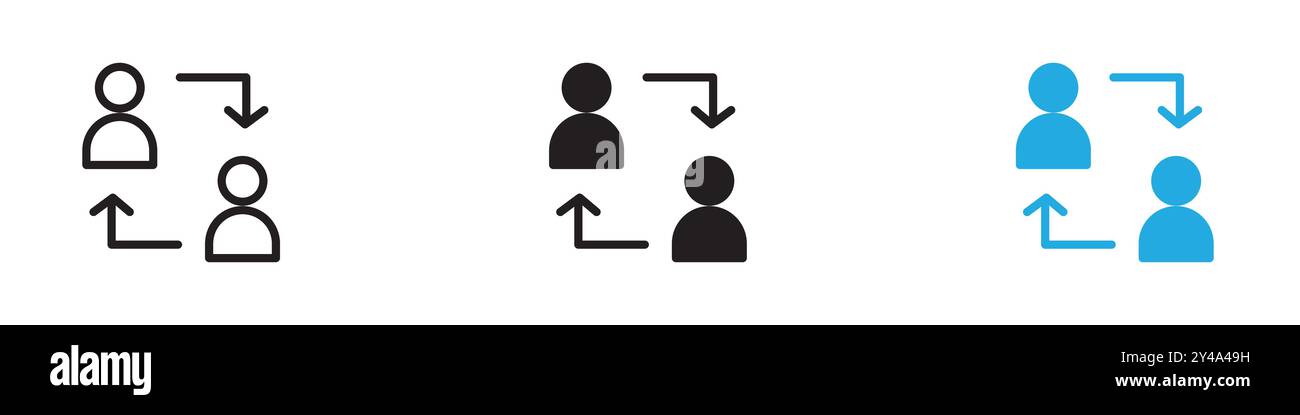 Interaction icon vector line logo mark or symbol set collection outline ...