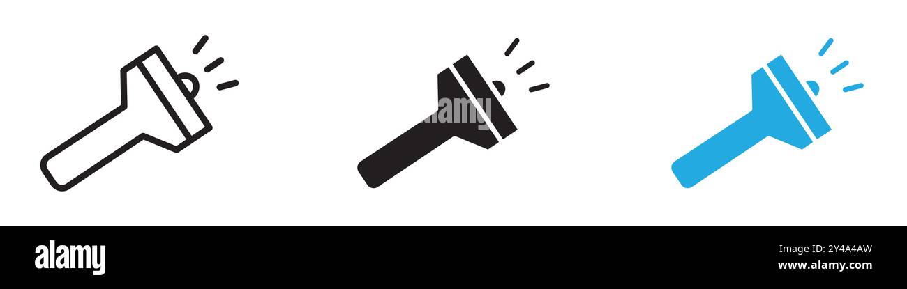Flashlight icon vector line logo mark or symbol set collection outline ...