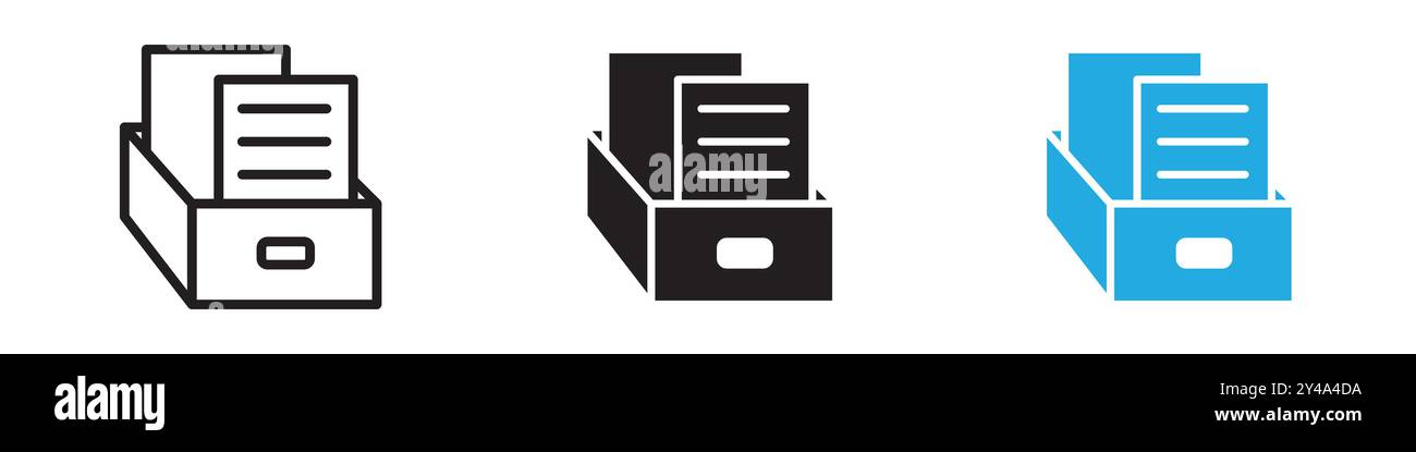 Folder box icon vector line logo mark or symbol set collection outline ...