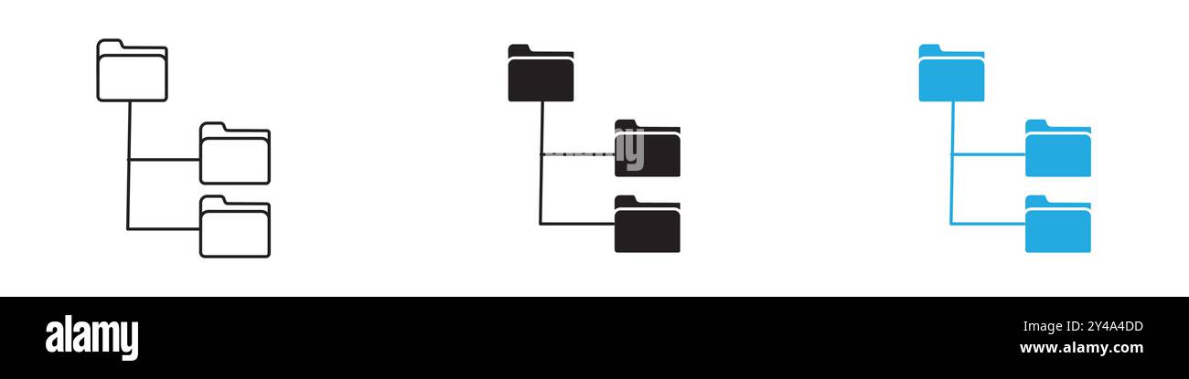 Folder tree icon vector line logo mark or symbol set collection outline ...