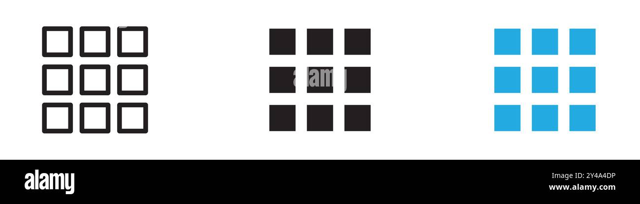 Grid view icon vector line logo mark or symbol set collection outline ...