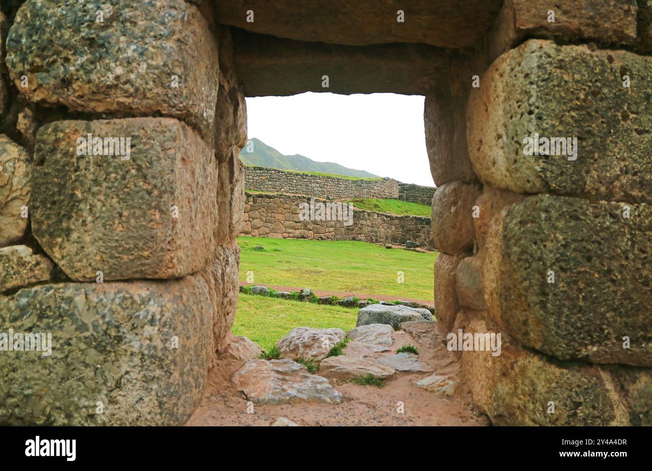 Entrance to the Puka Pukara Red Fortress, ruins of Inca fortress built ...