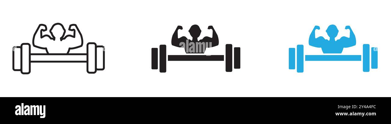 Gym icon vector line logo mark or symbol set collection outline style ...