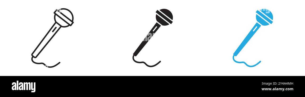 Microphone icon vector line logo mark or symbol set collection outline ...