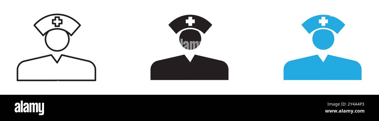 Nurse Icon vector line logo mark or symbol set collection outline style ...