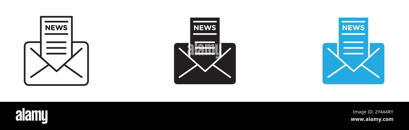 Newsletter icon vector line logo mark or symbol set collection outline ...