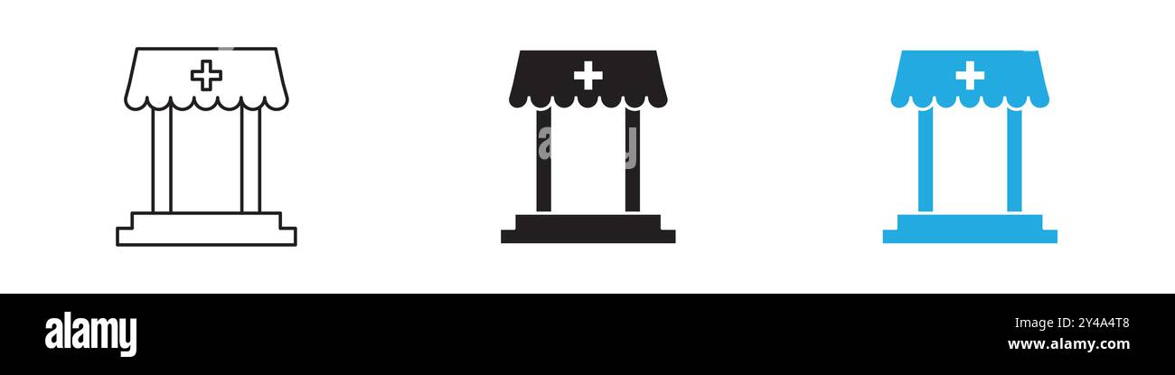 Pharmacy icon vector line logo mark or symbol set collection outline ...
