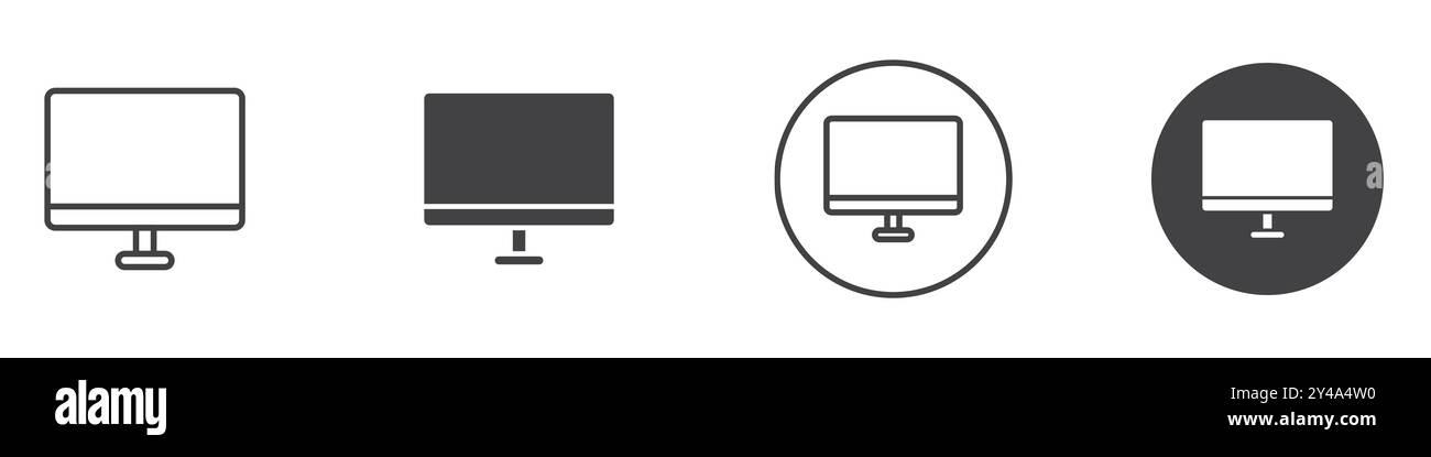 Monitor icon vector line logo mark or symbol set collection outline style Stock Vector Image ...