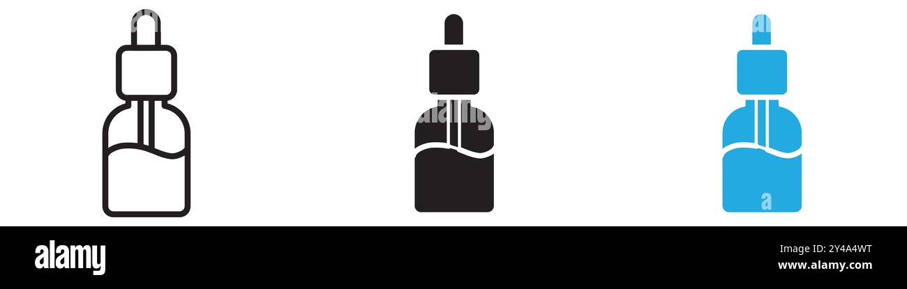 Oil dropper bottle icon vector line logo mark or symbol set collection ...
