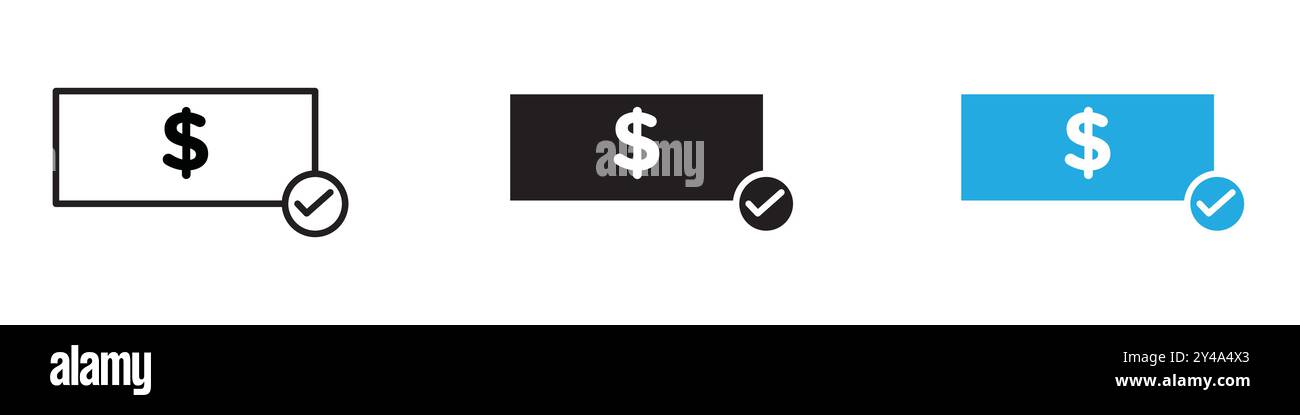 Money check icon vector line logo mark or symbol set collection outline ...