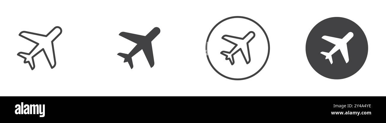Plane icon vector line logo mark or symbol set collection outline style ...